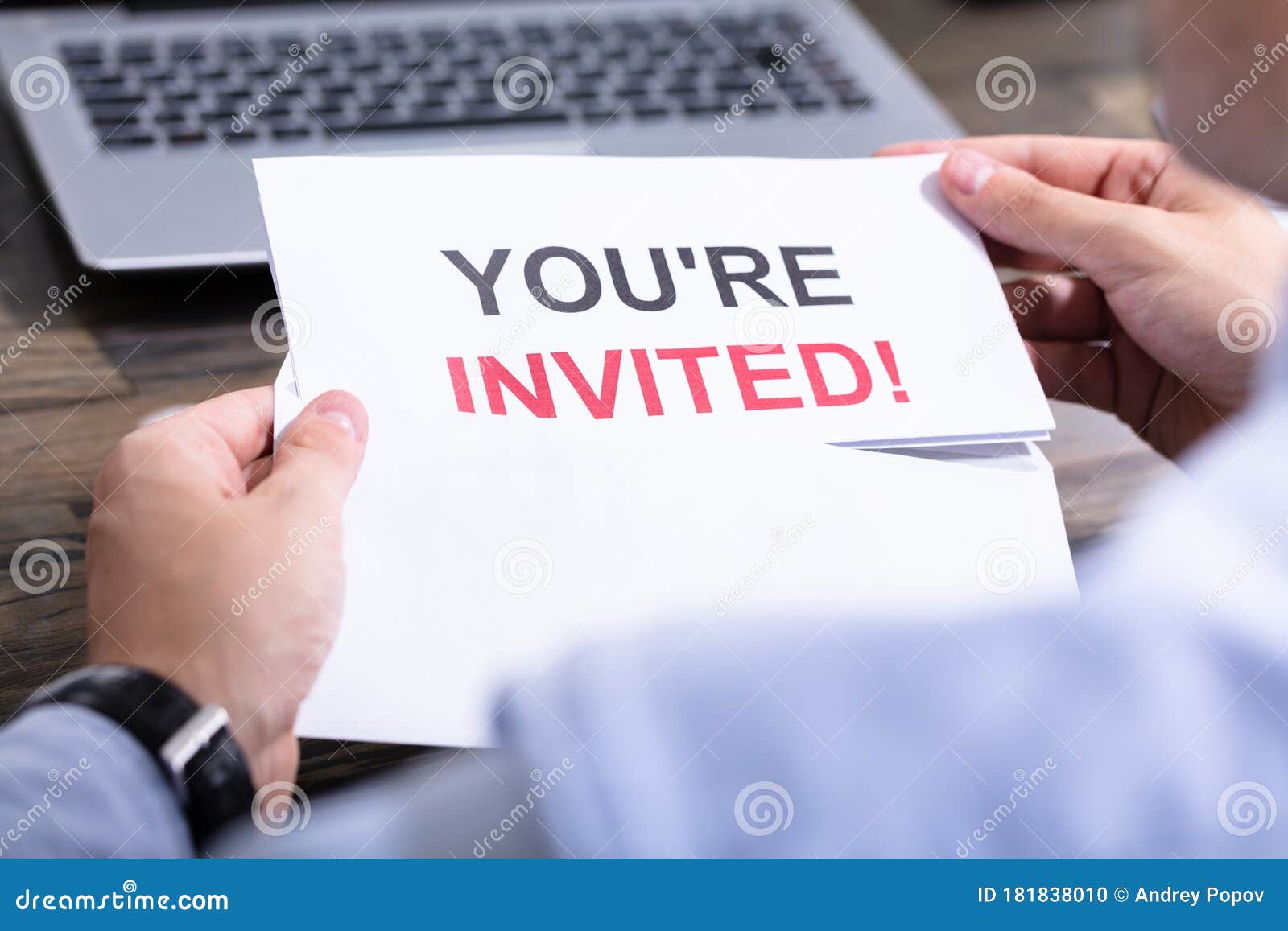 Man Reading You are Invited Mail Stock Photo - Image of invitation ...
