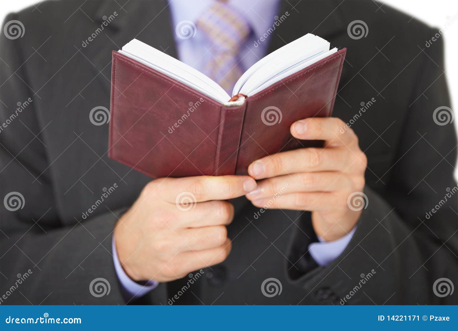 Man Reads Entries in Notebook - Close-up Stock Image - Image of ...