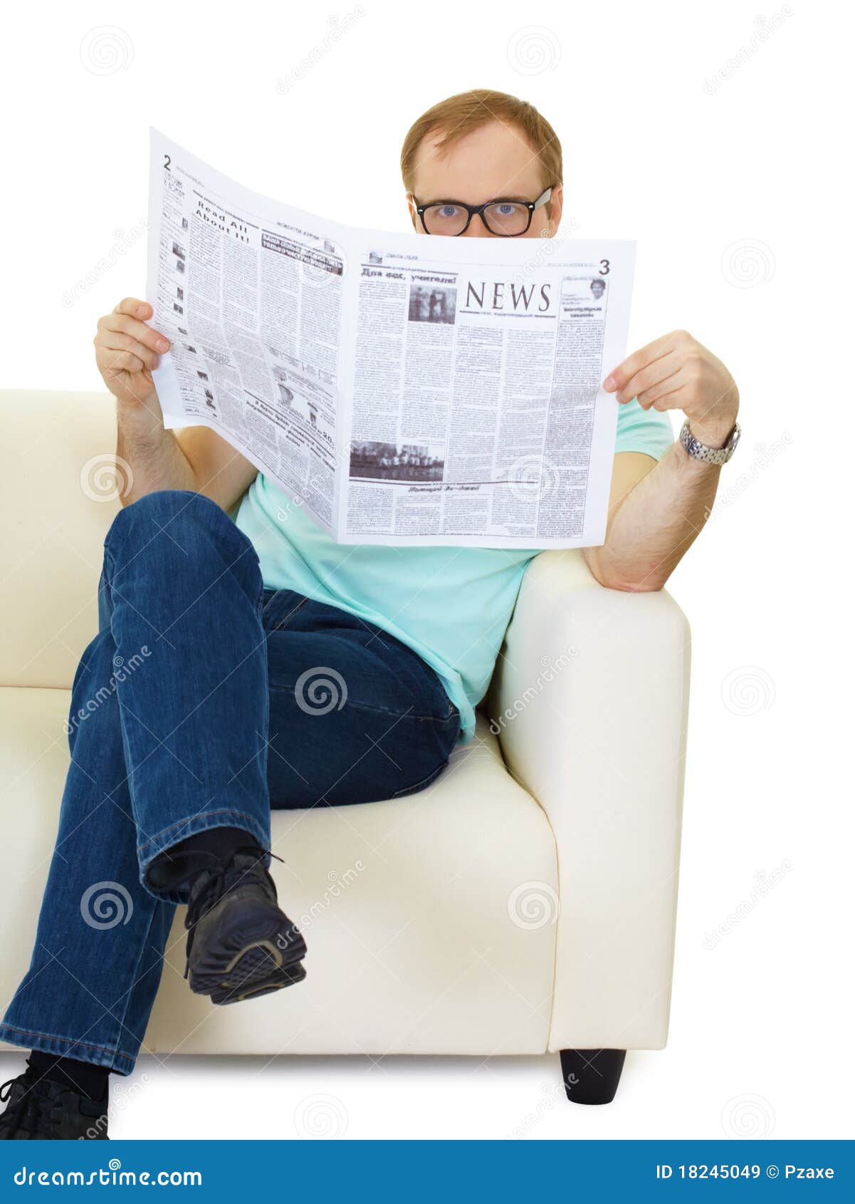 Man Reads the News in the Newspaper Stock Image - Image of cutout ...