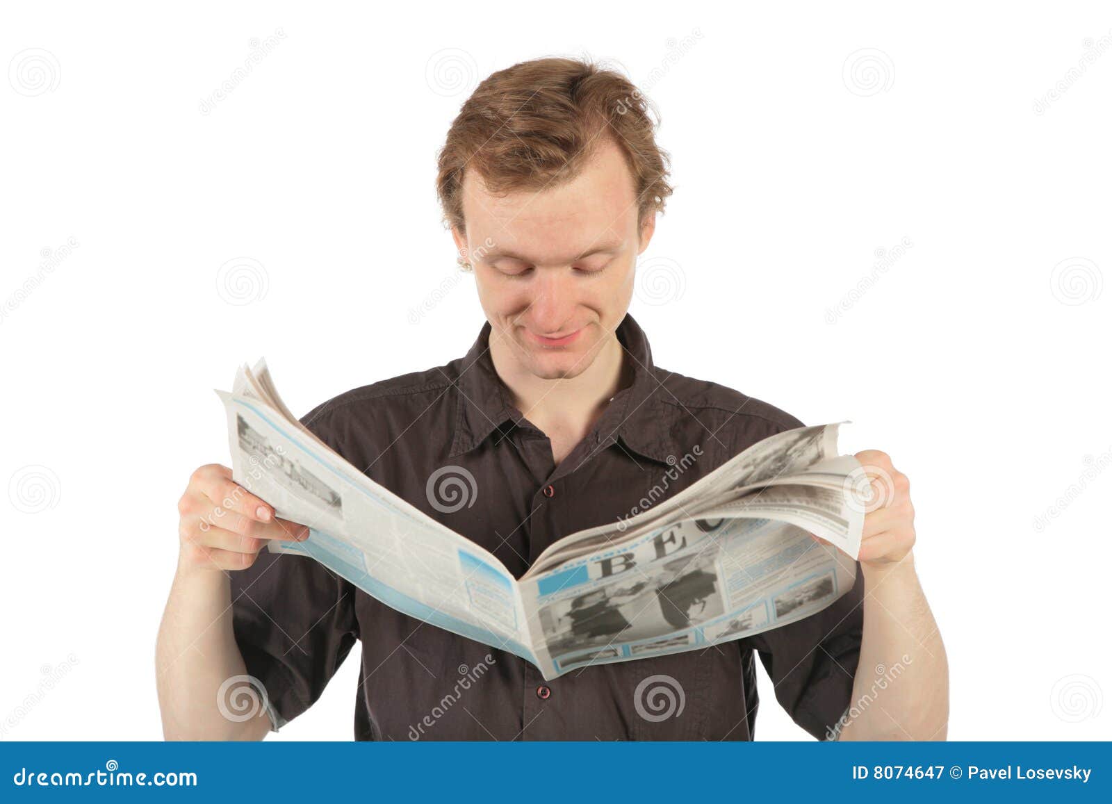 Man reads newspaper stock image. Image of resting, caucasian - 8074647