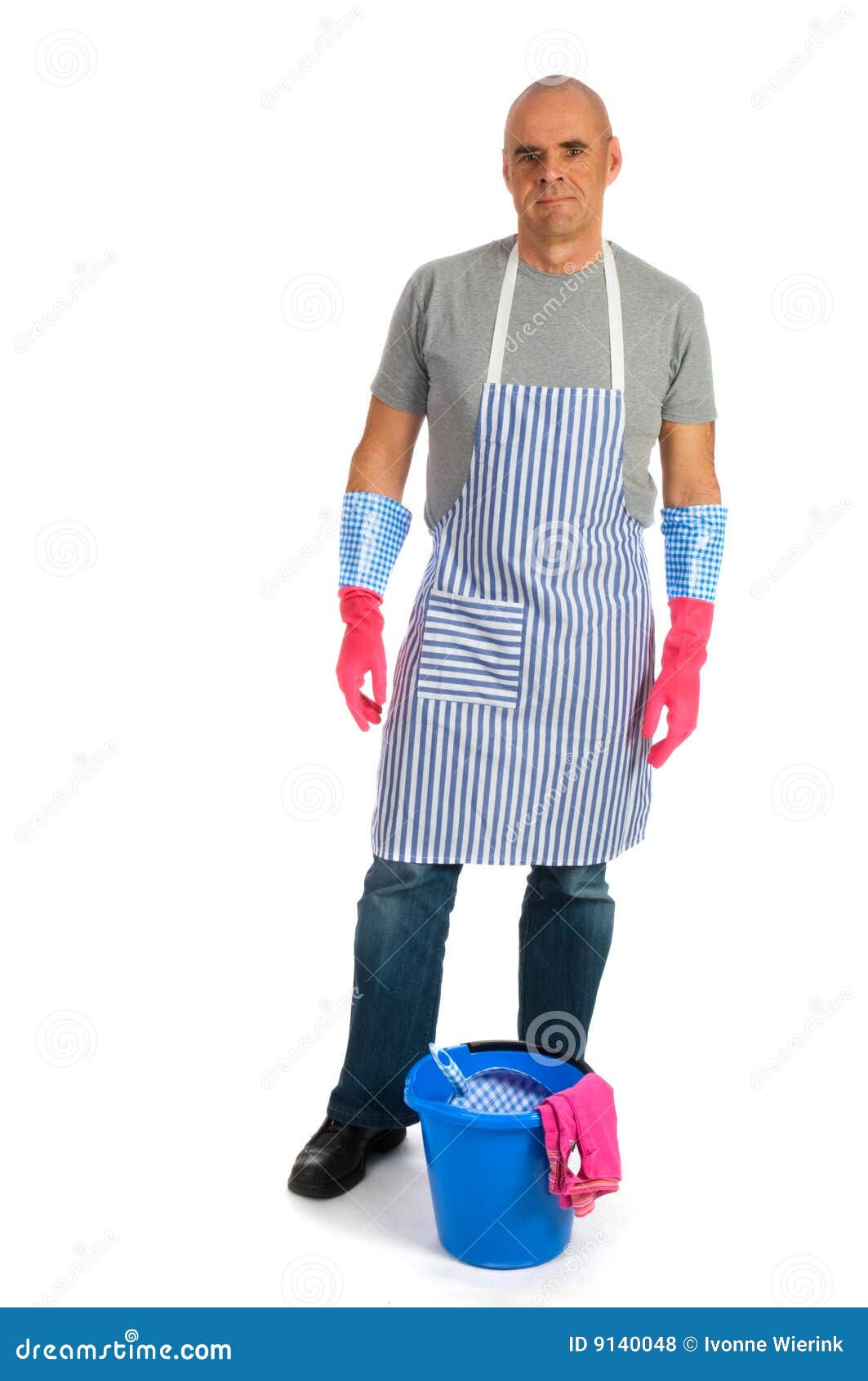 Man is ready to clean stock photo. Image of portrait, tools - 9140048