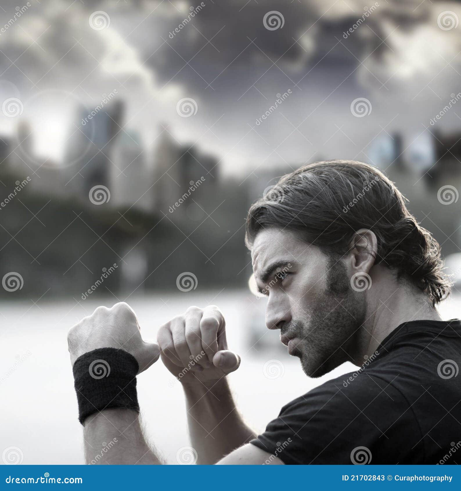 Man ready to fight stock image. Image of macho, hair - 21702843