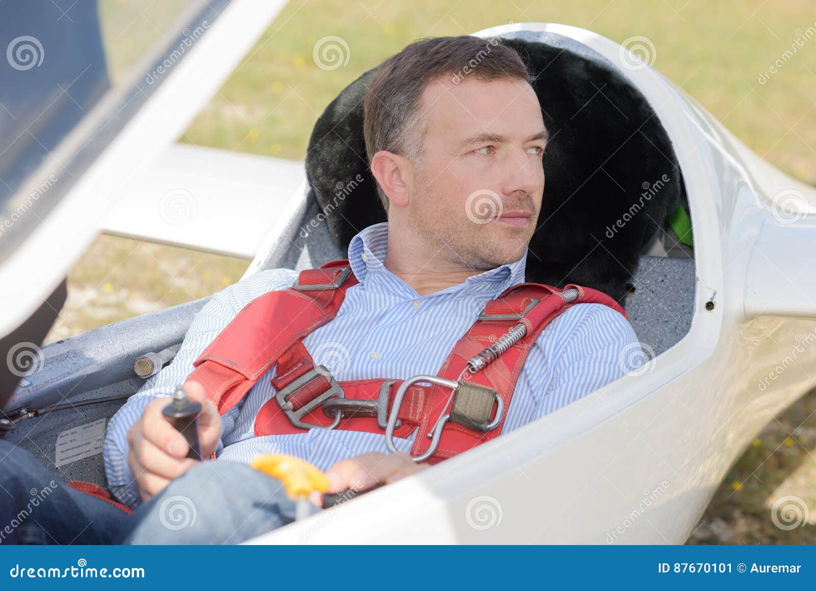 Man Ready To Fly Inside Cockpit Glider Stock Image - Image of ready ...