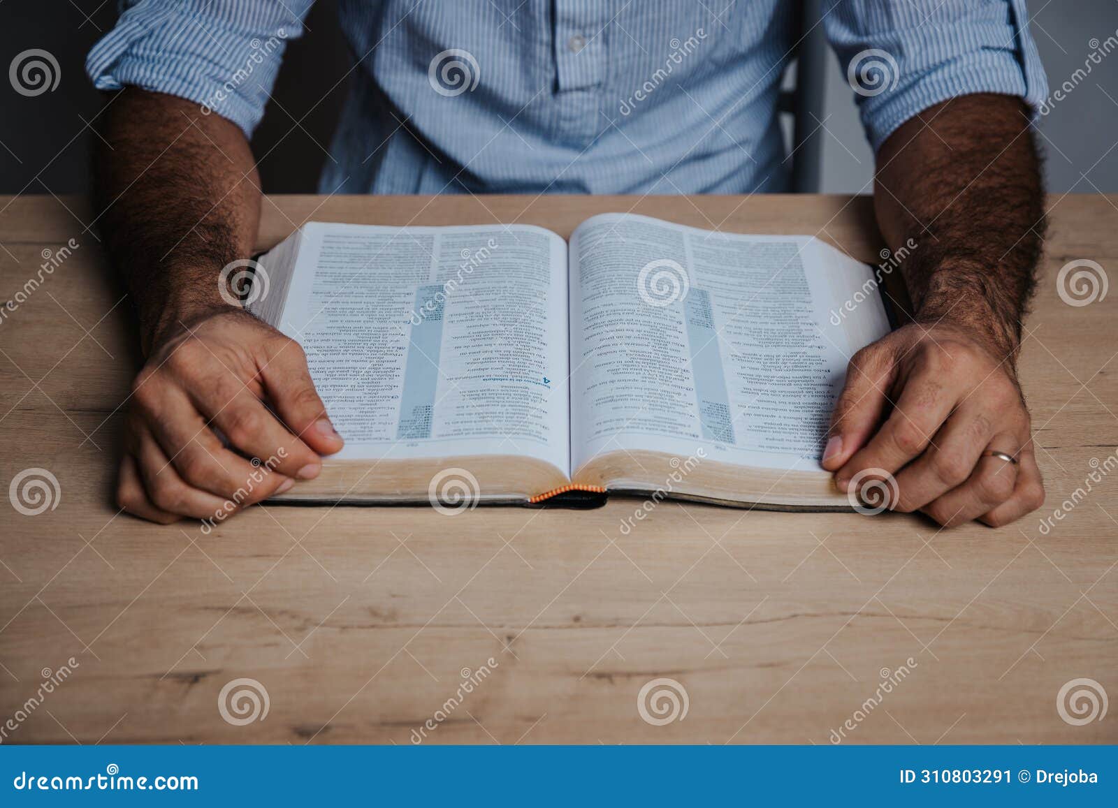 Man is Ready To Read the Bible in a Low Light Environment Stock Image ...