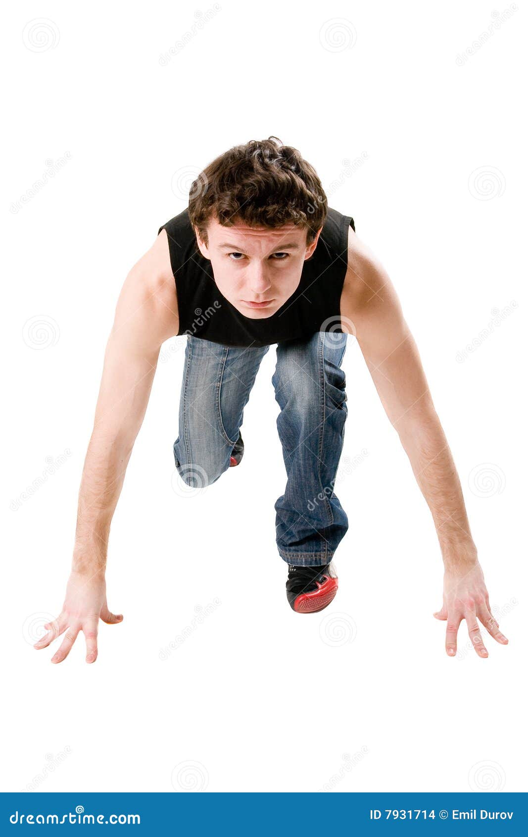 Man ready to run stock photo. Image of pose, ready, studio - 7931714