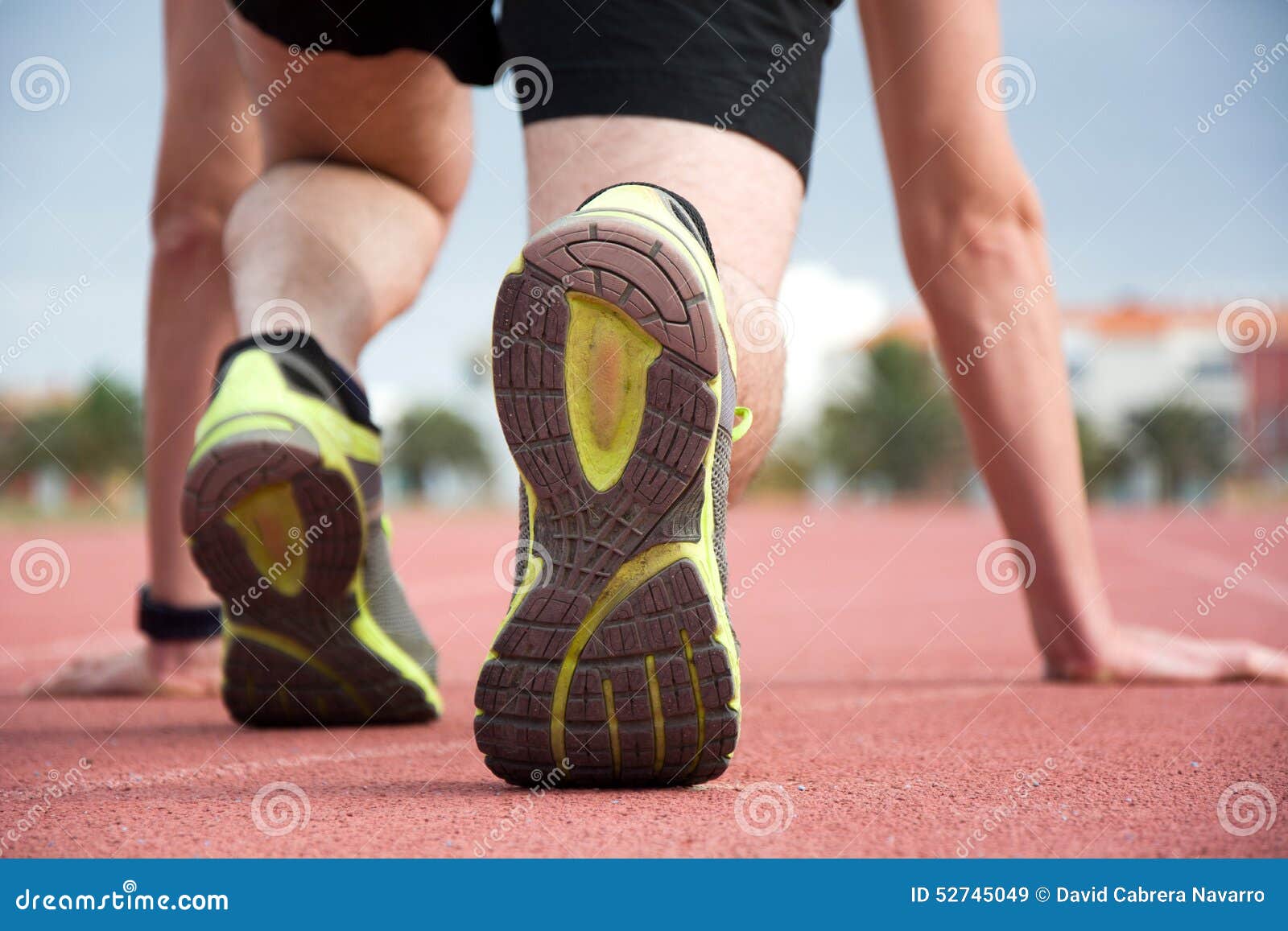 Man Ready To Run on the Running Track Stock Image - Image of spurt ...