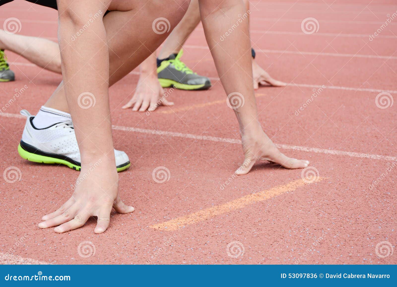 Man Ready To Run on the Running Track Stock Photo - Image of starting ...