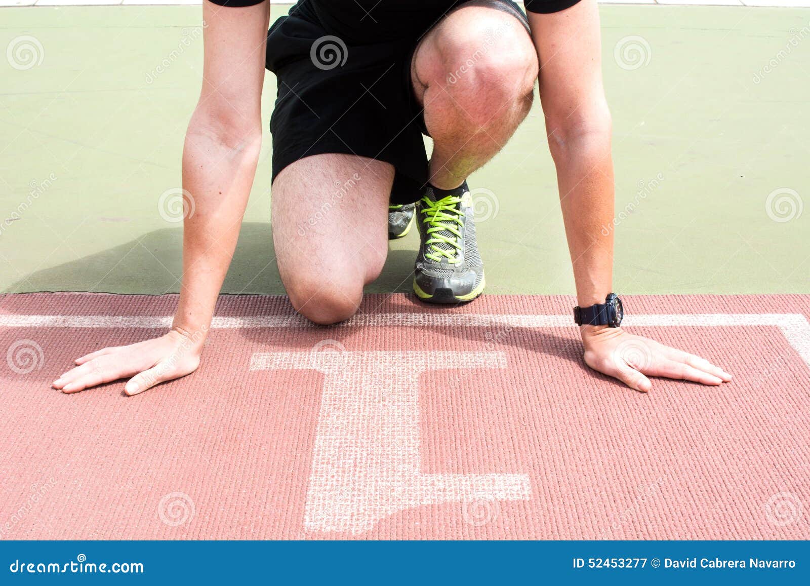Man Ready To Run on the Track Stock Image - Image of focus, sprint ...