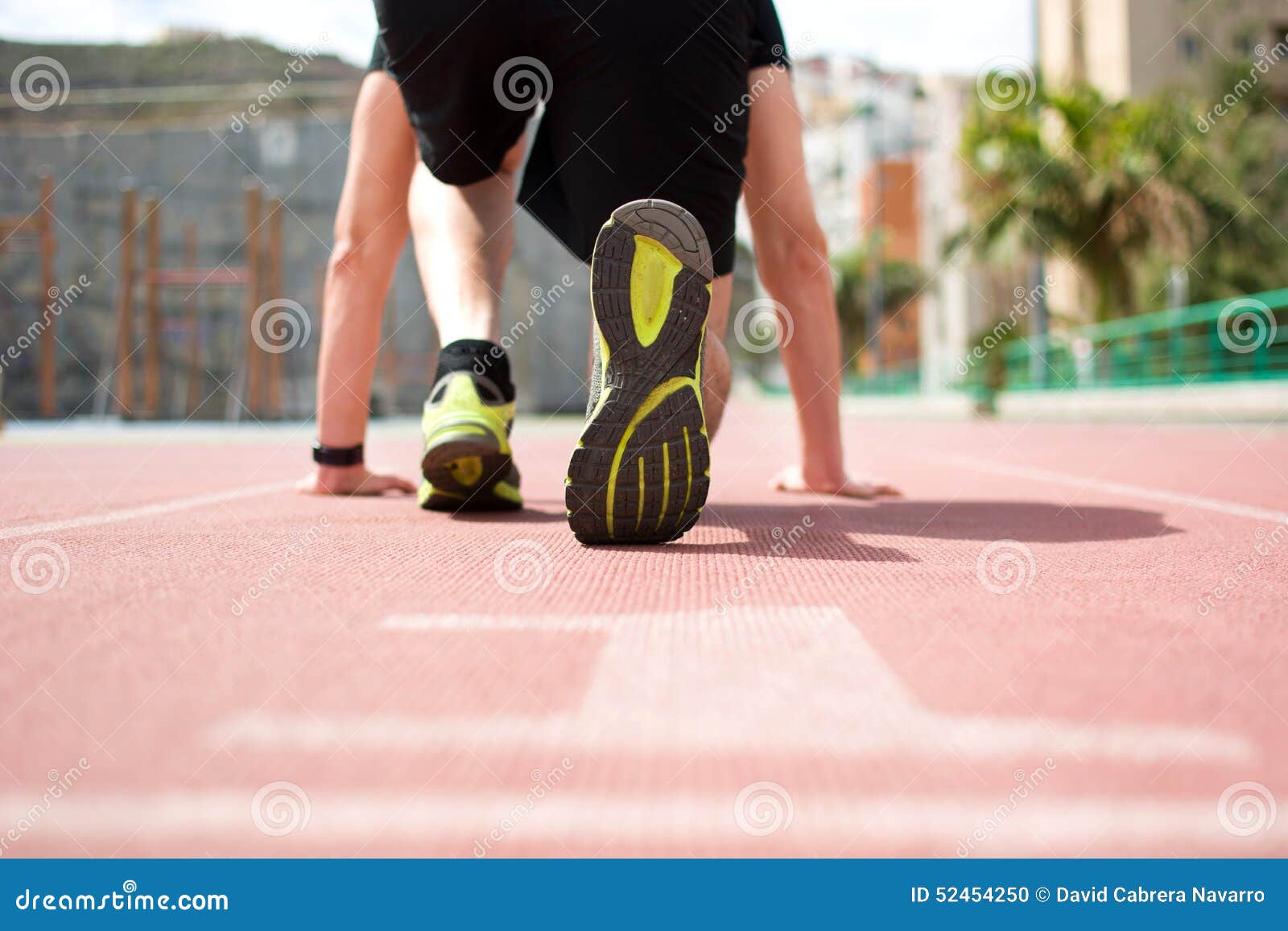 Man Ready To Run on the Track Stock Photo - Image of track, runner ...