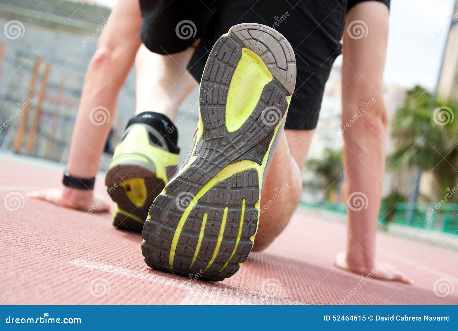 Man Ready To Run on the Track Stock Image - Image of runner, training ...