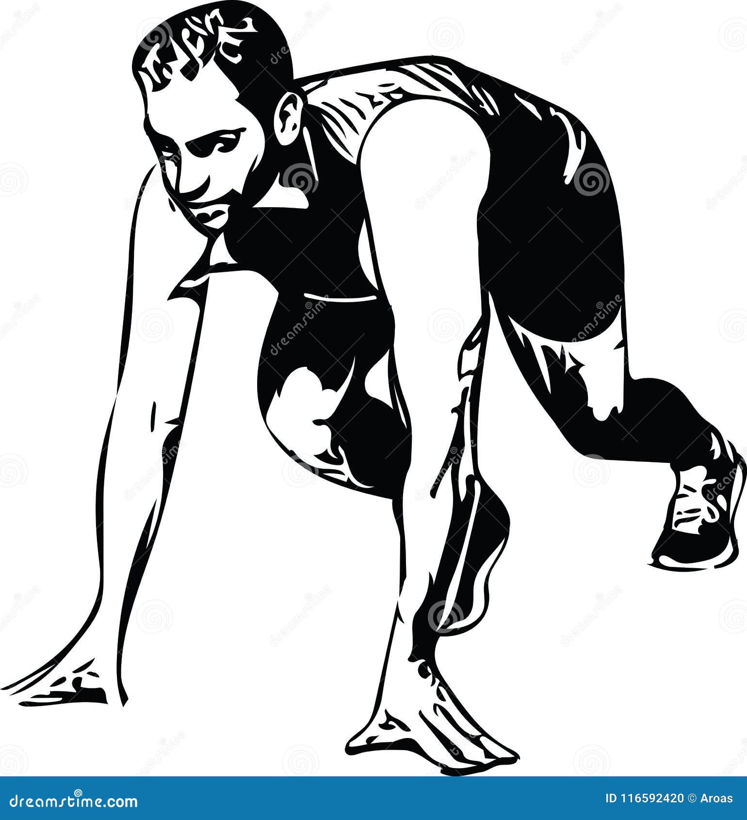 Man Ready To Run on the Track Stock Vector - Illustration of race ...