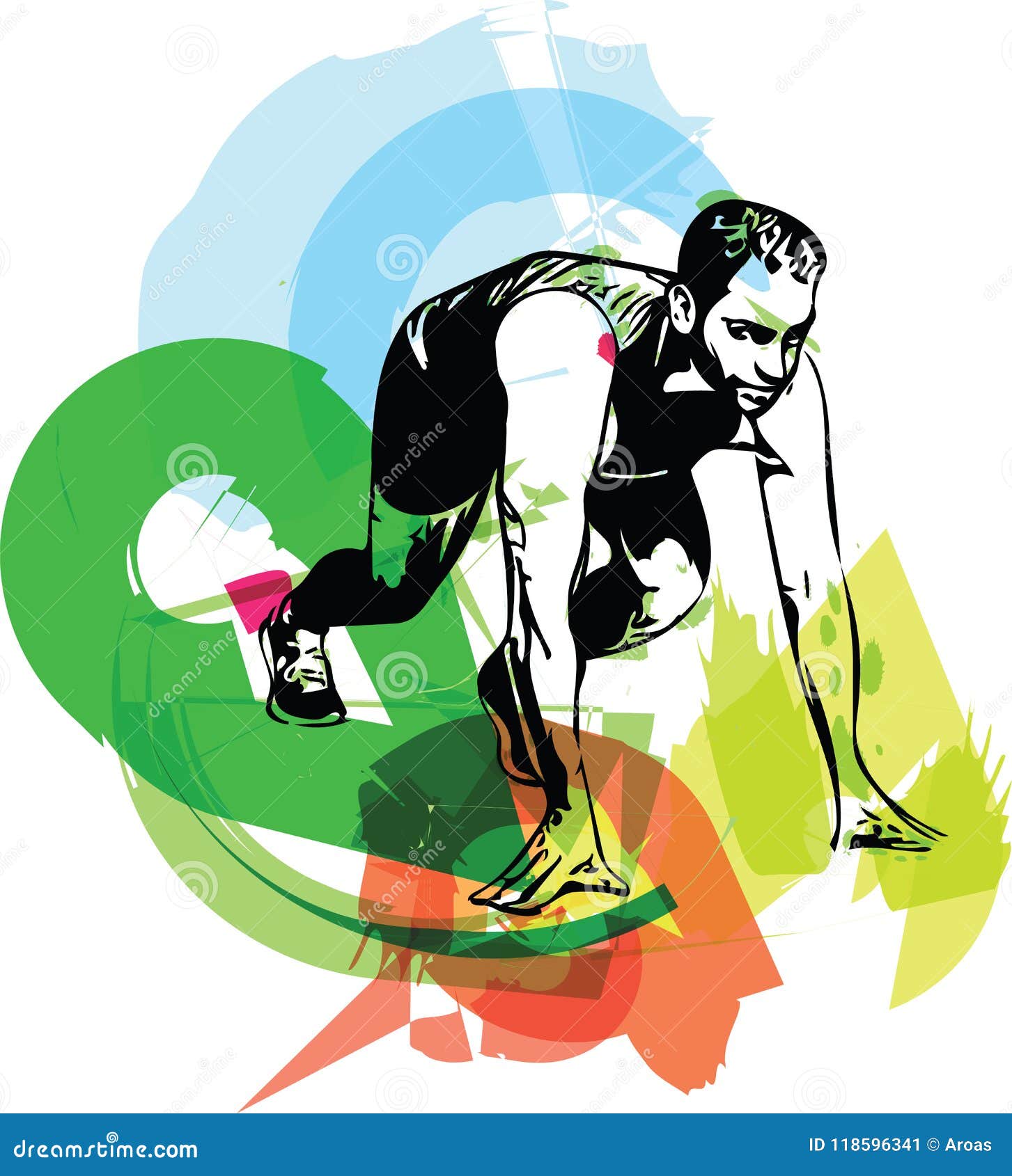 Man Ready To Run on the Track Stock Vector - Illustration of race ...