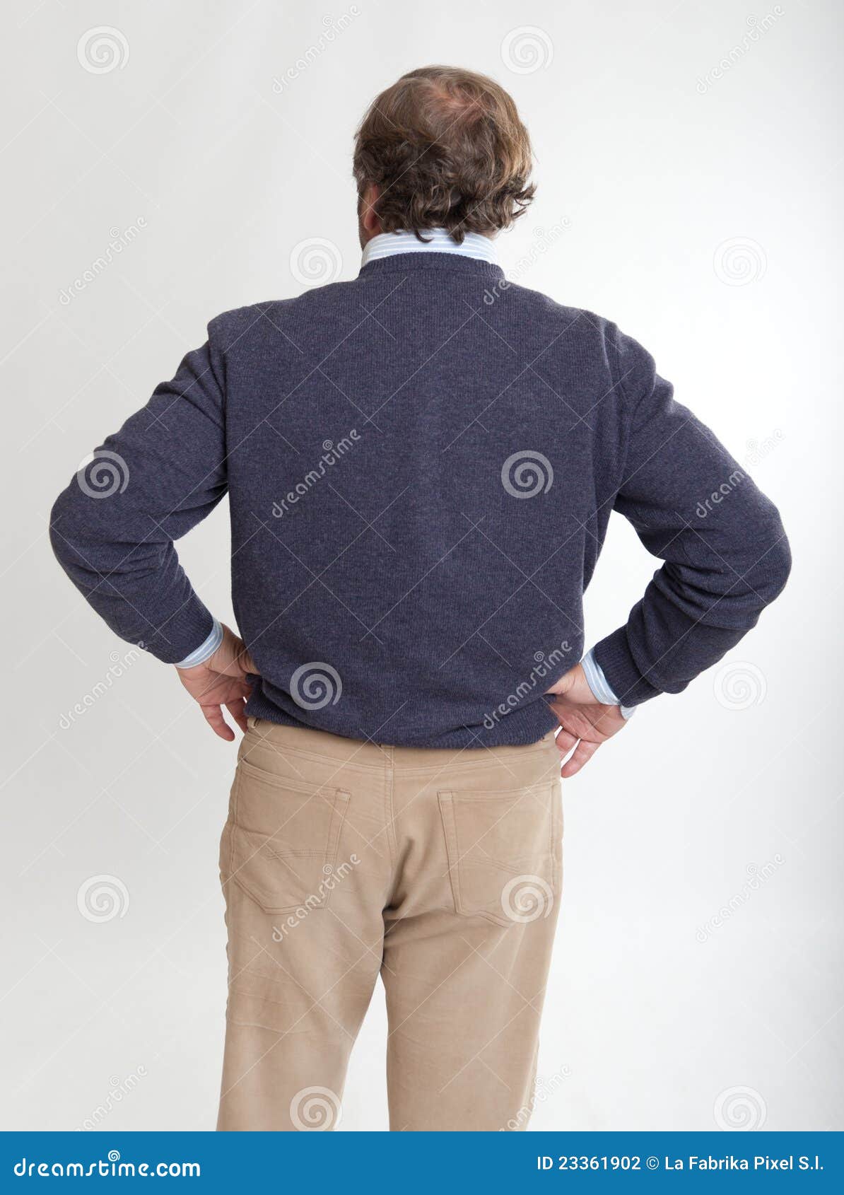 Man Rear View Hands on Hips Stock Photo - Image of caucasian, beard ...