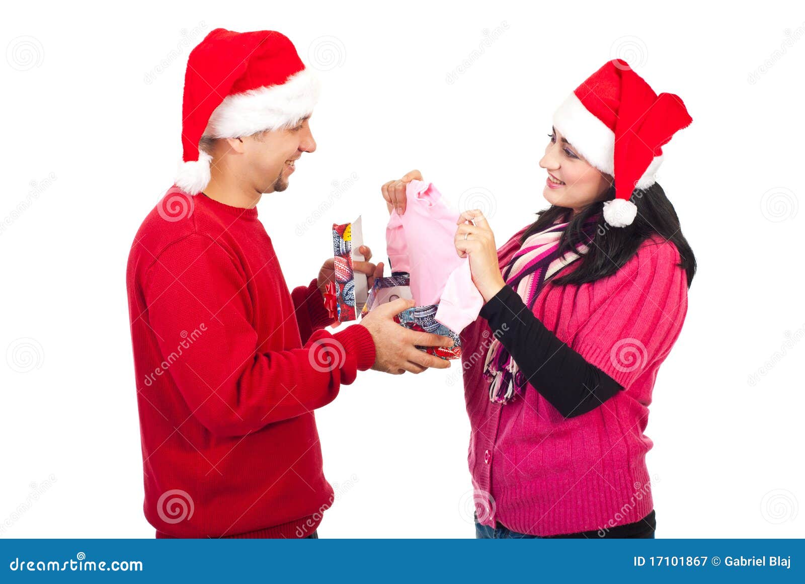 Man Receive a Surprising Xmas Gift from His Wife Stock Image - Image of ...