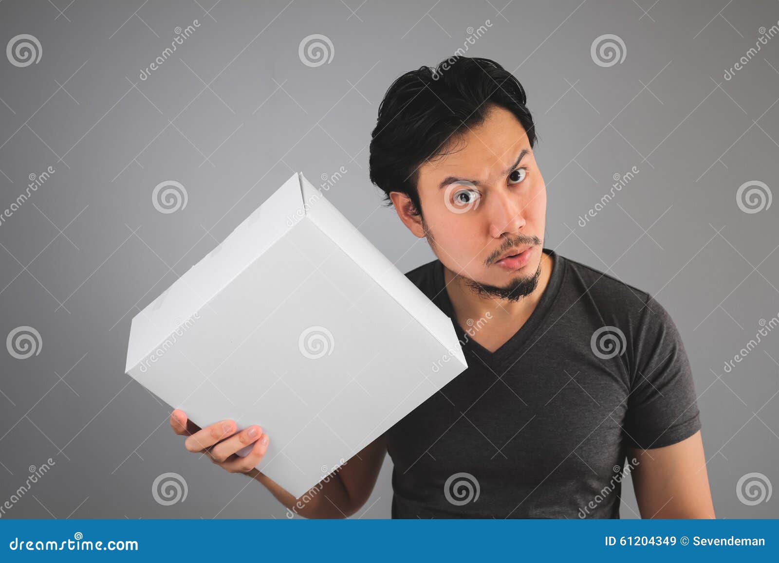 Man received his box. stock image. Image of head, packaging - 61204349