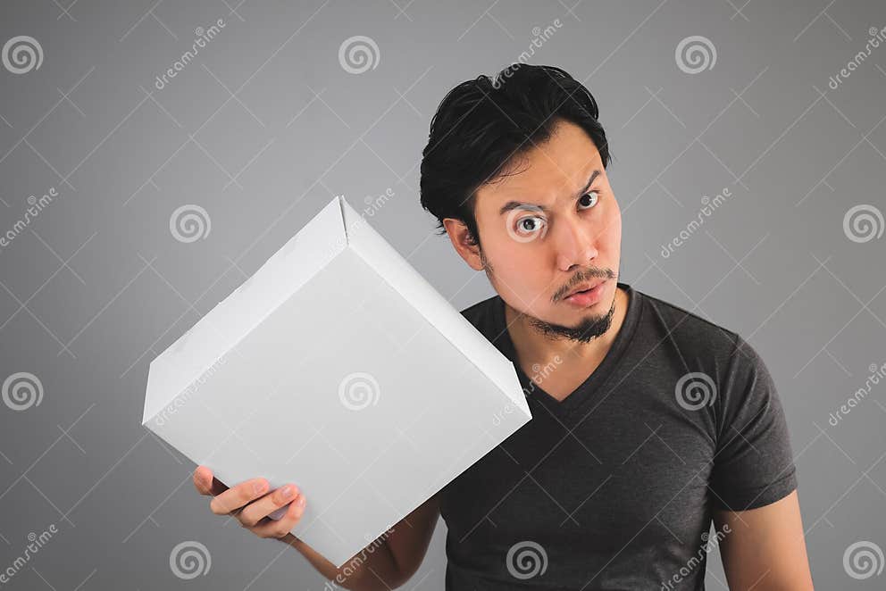 Man received his box. stock image. Image of head, packaging - 61204349