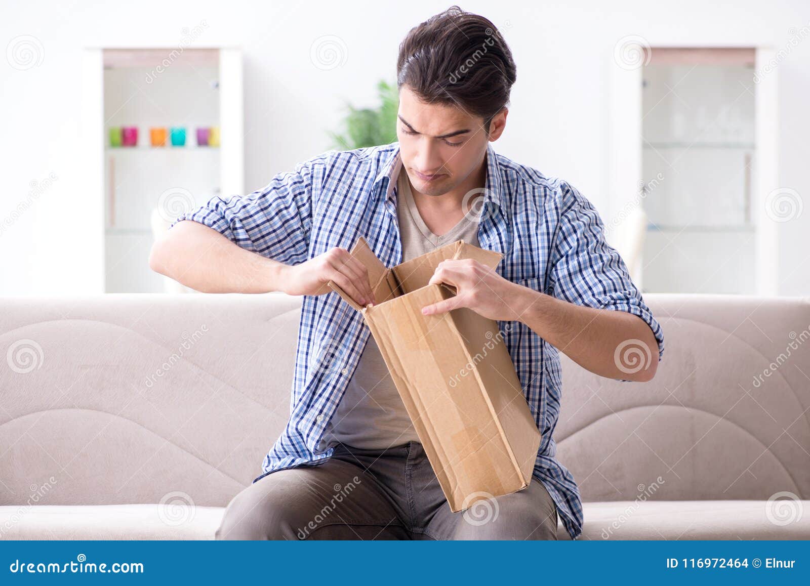 The Man Receiving Empty Parcel with Stolen Goods Stock Photo - Image of ...