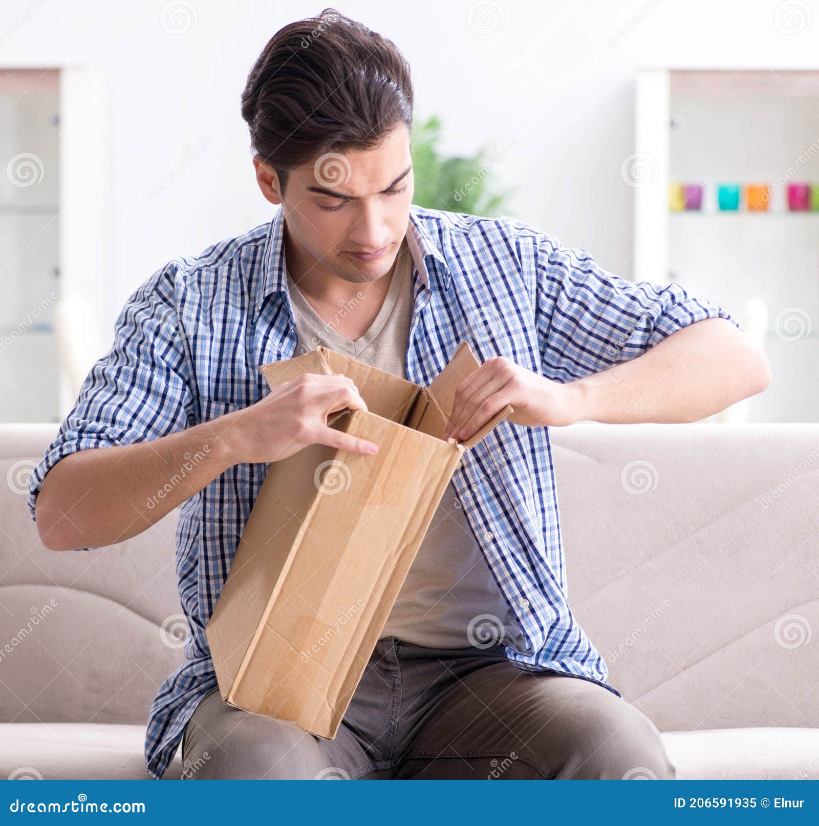 Man Receiving Empty Parcel with Stolen Goods Stock Image - Image of ...