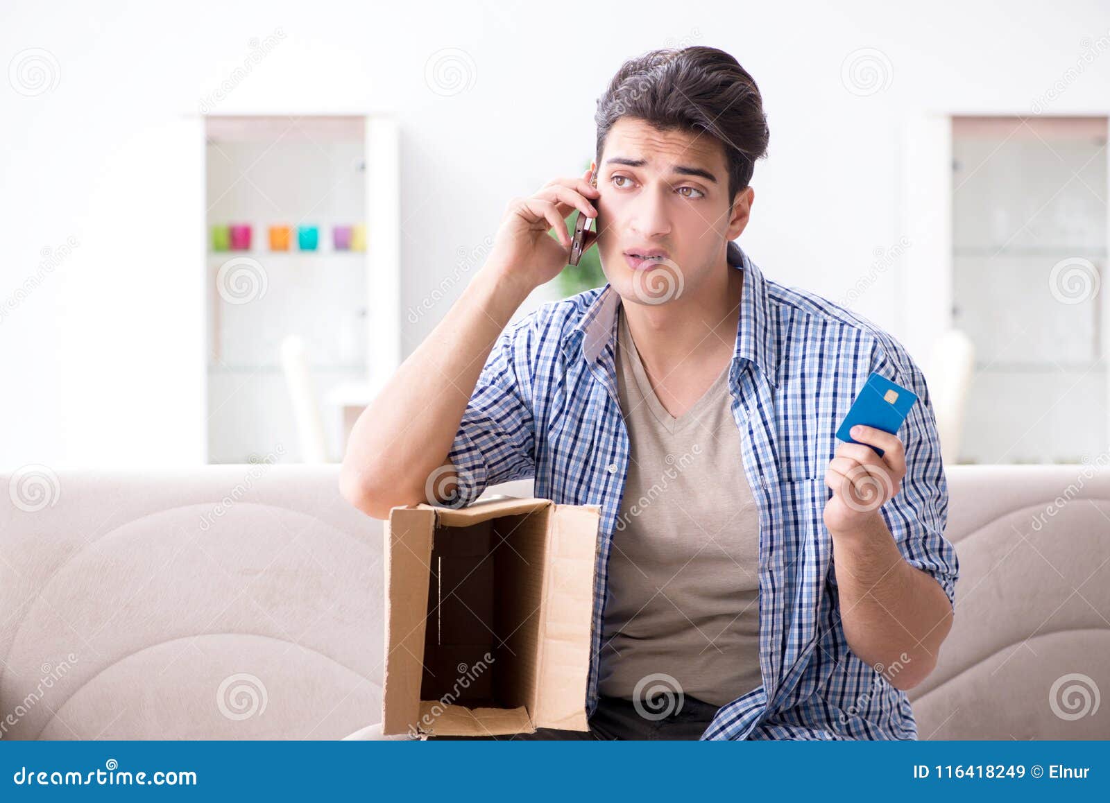 The Man Receiving Empty Parcel with Stolen Goods Stock Image - Image of ...