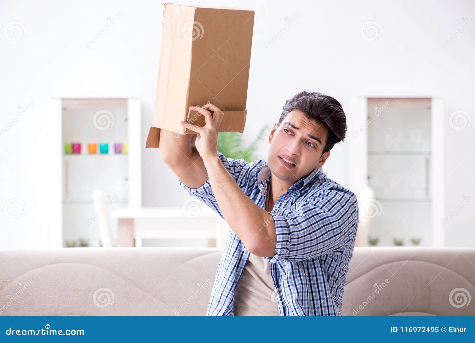 The Man Receiving Empty Parcel with Stolen Goods Stock Image - Image of ...