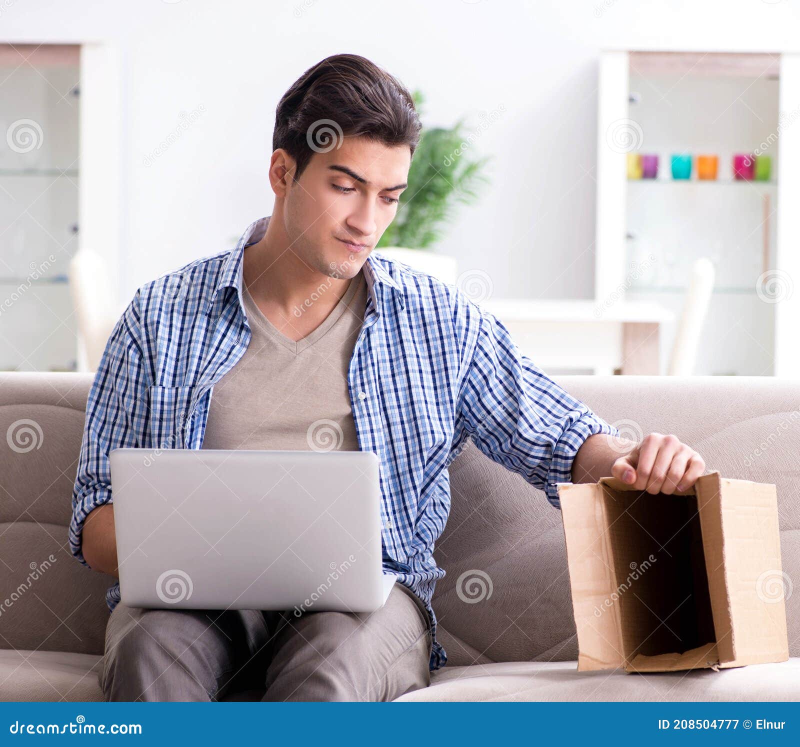 Man Receiving Empty Parcel with Stolen Goods Stock Image - Image of ...