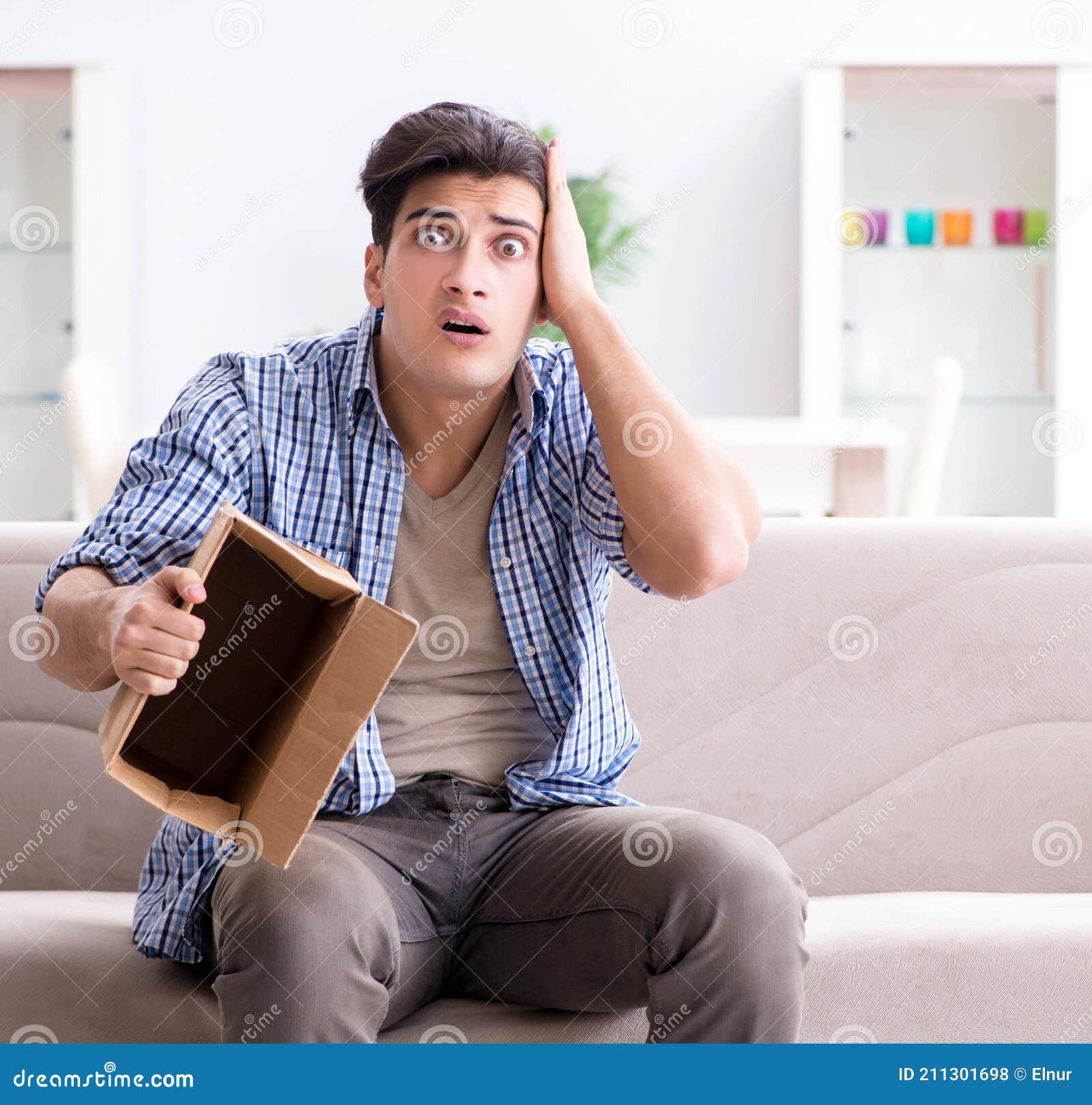 Man Receiving Empty Parcel with Stolen Goods Stock Photo - Image of ...