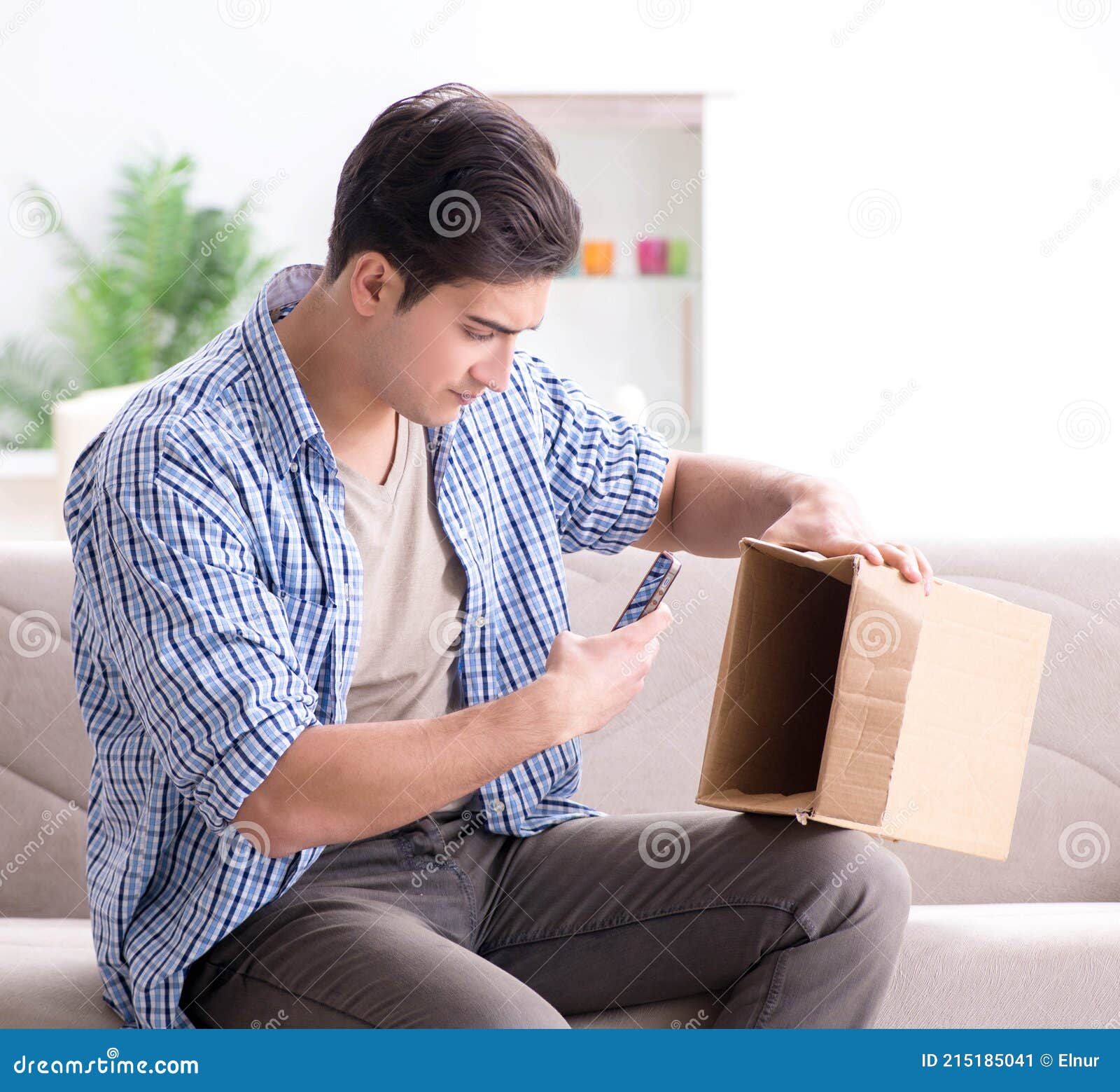 Man Receiving Empty Parcel with Stolen Goods Stock Image - Image of ...