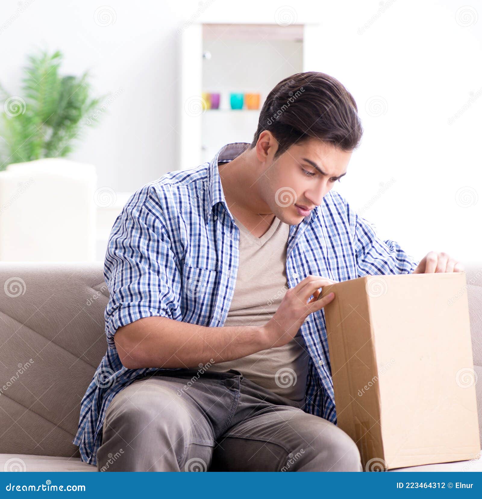 Man Receiving Empty Parcel with Stolen Goods Stock Photo - Image of ...