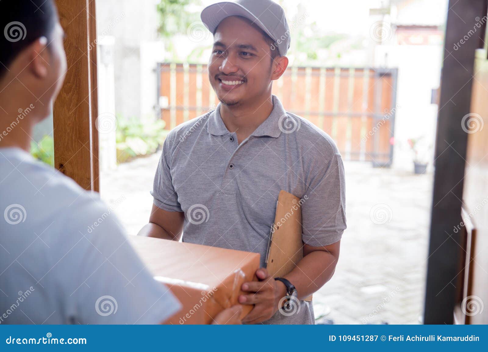 Package delivery box stock image. Image of door, male - 109451287