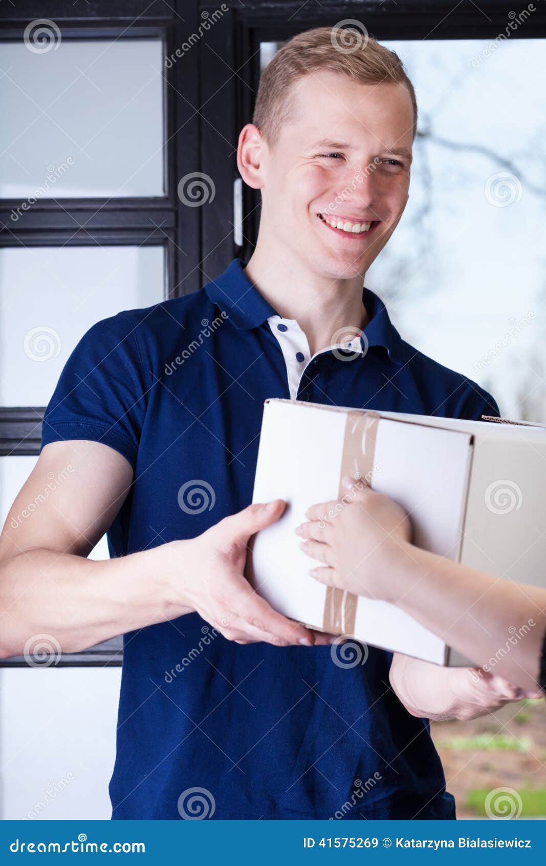 Man receiving a package stock image. Image of office - 41575269