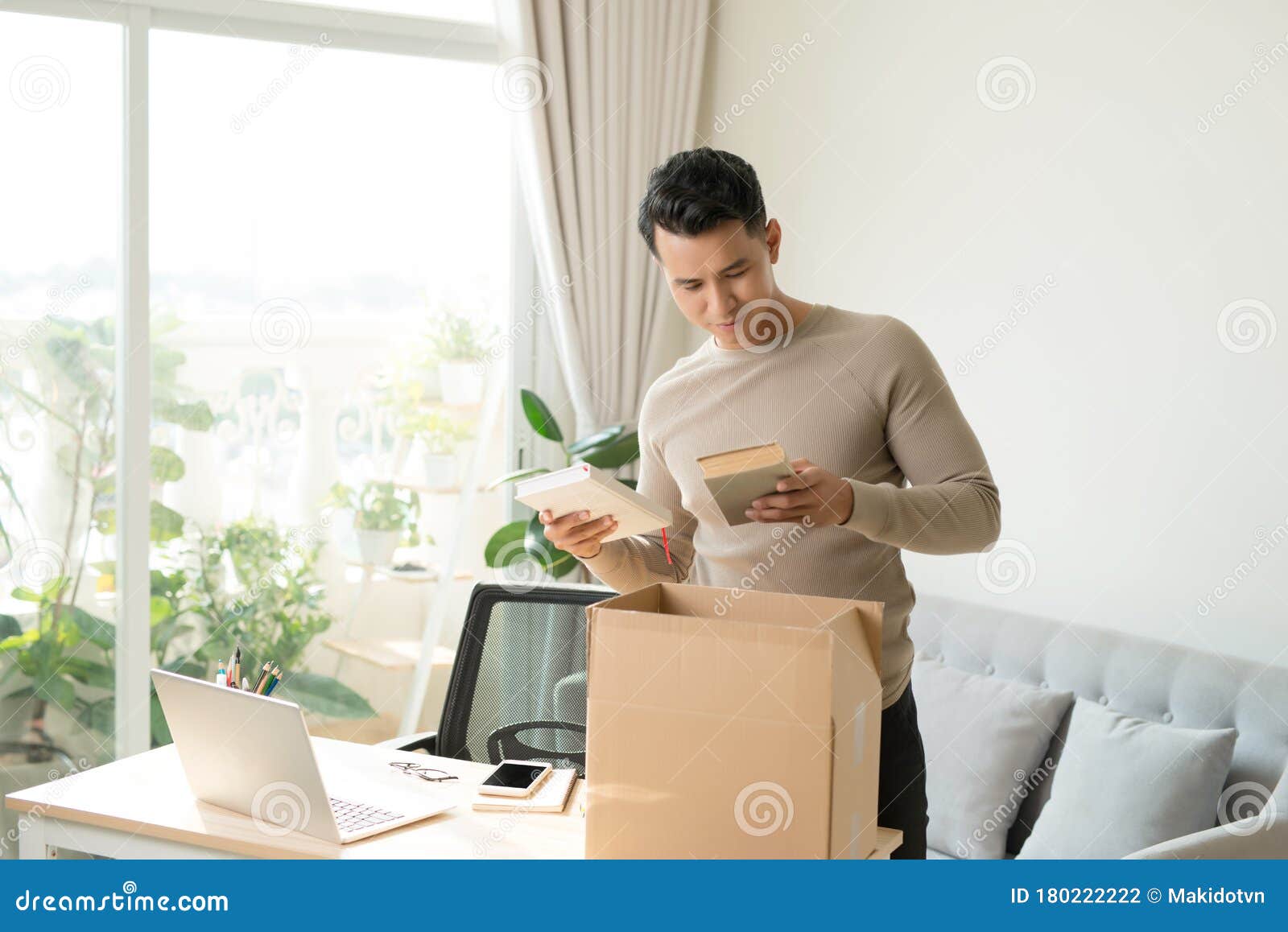 Man Receiving Parcel at Home Stock Photo - Image of goods, opening ...