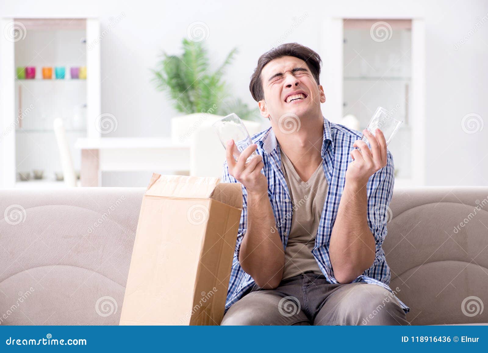 The Man Receiving Wrong Parcel with Glasses Stock Photo - Image of ...
