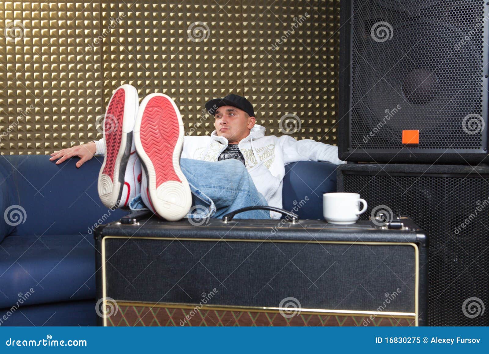 Man in recording studio stock image. Image of music, equipment - 16830275