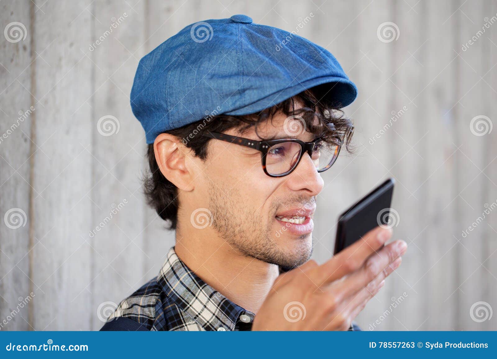 Man Recording Voice or Calling on Smartphone Stock Image - Image of ...