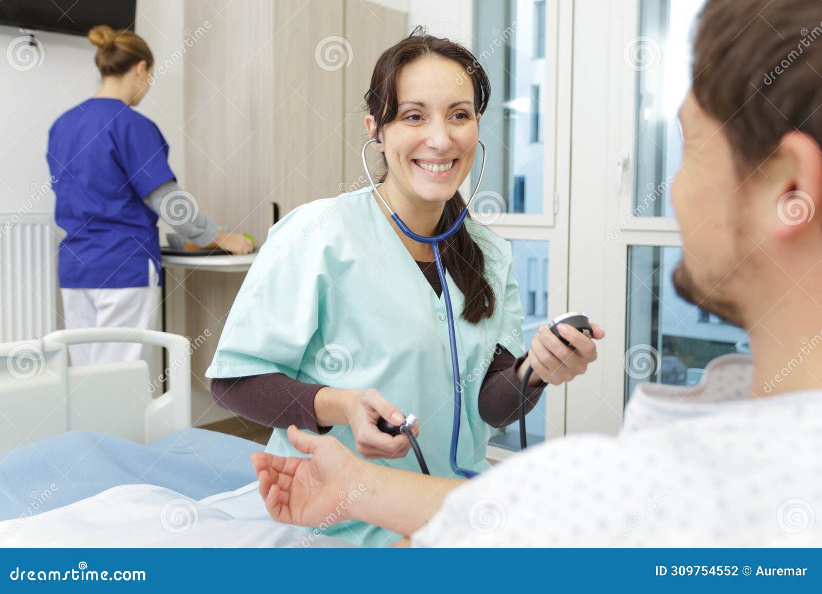 Man Recovering from Surgery in Hospital Bed Stock Photo - Image of ...