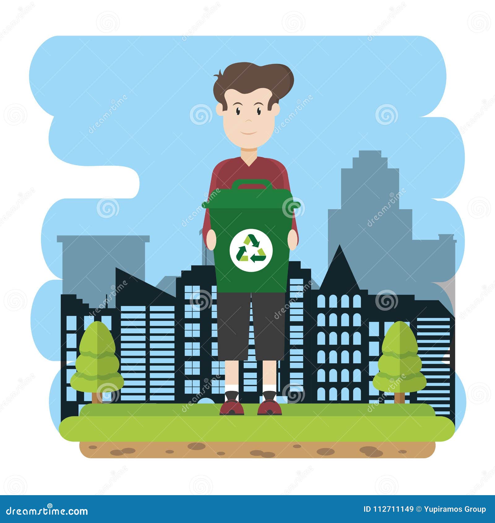 Man with recycle can stock vector. Illustration of save - 112711149