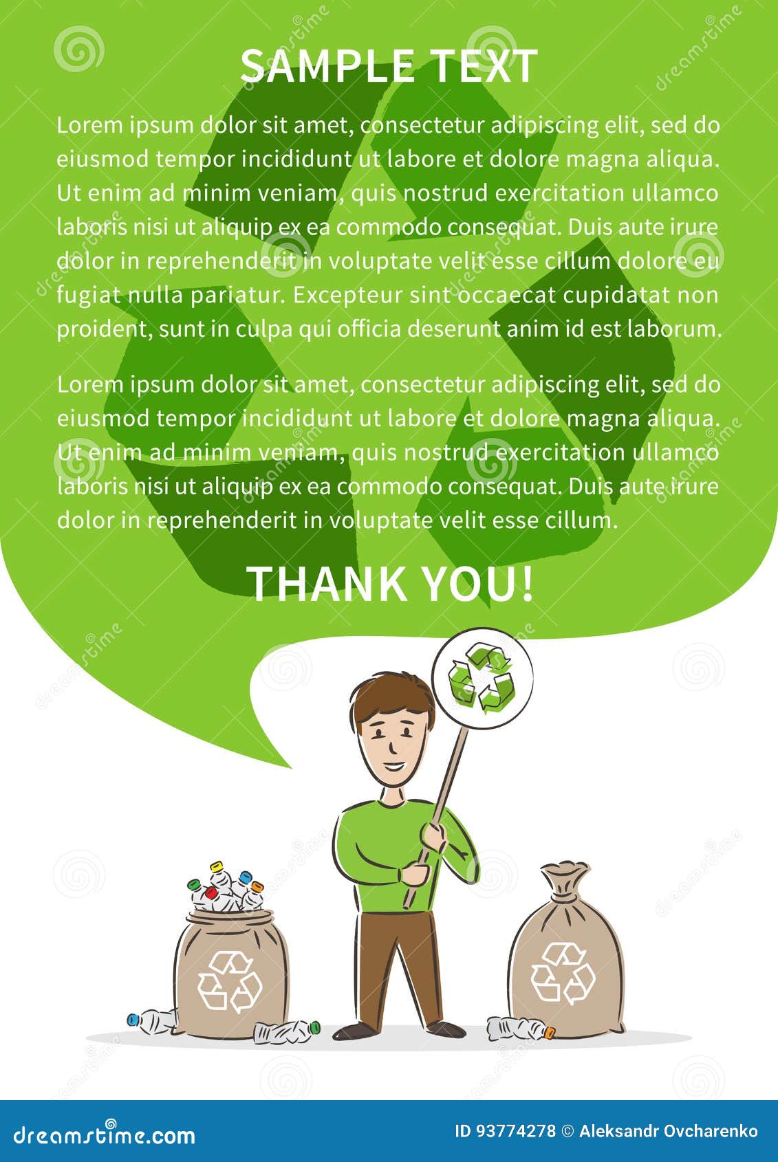 Man with Recycle Sign and Garbage Sacks for Plastic Bottles Vector ...