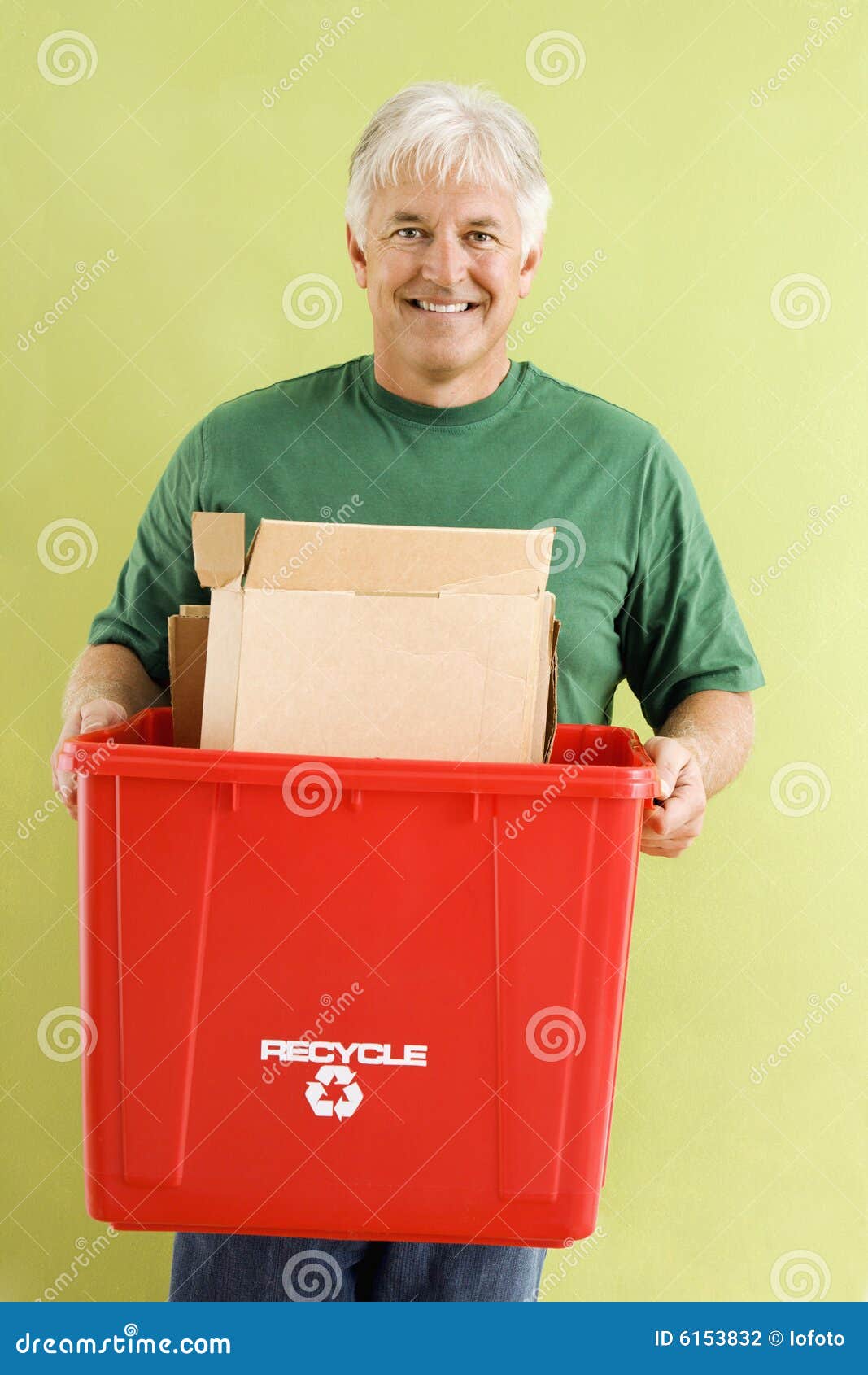 Man with recycling bin. stock photo. Image of hair, portrait - 6153832
