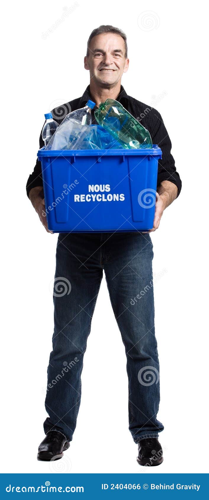 Man with a recycling box stock photo. Image of limp, sort - 2404066