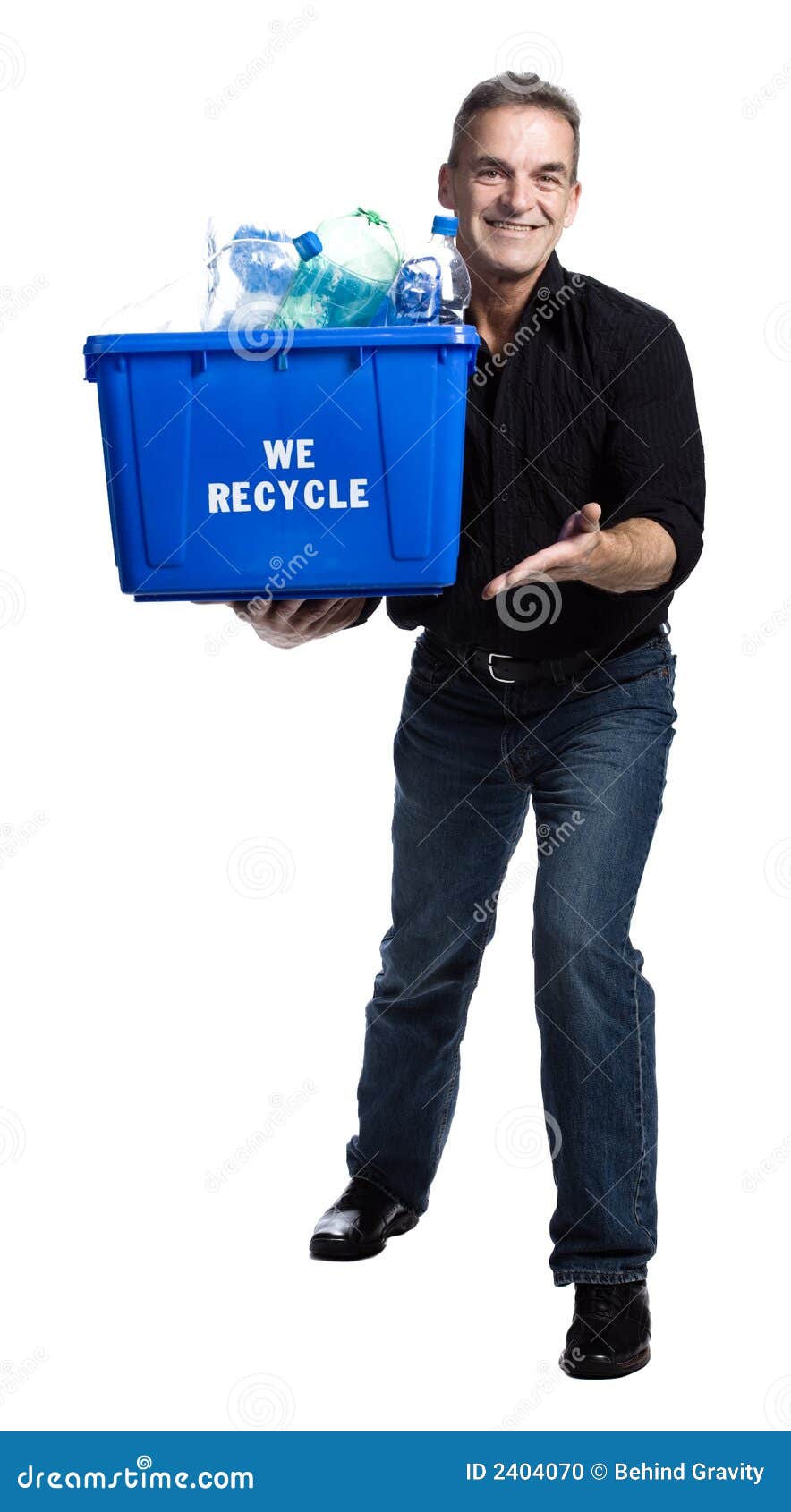 Man with a recycling box stock photo. Image of jeans, paper - 2404070