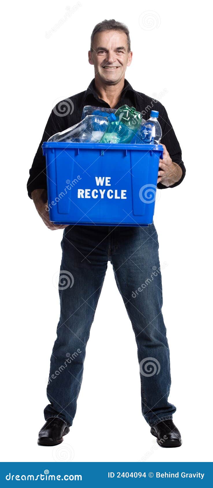 Man with a recycling box stock photo. Image of environement - 2404094
