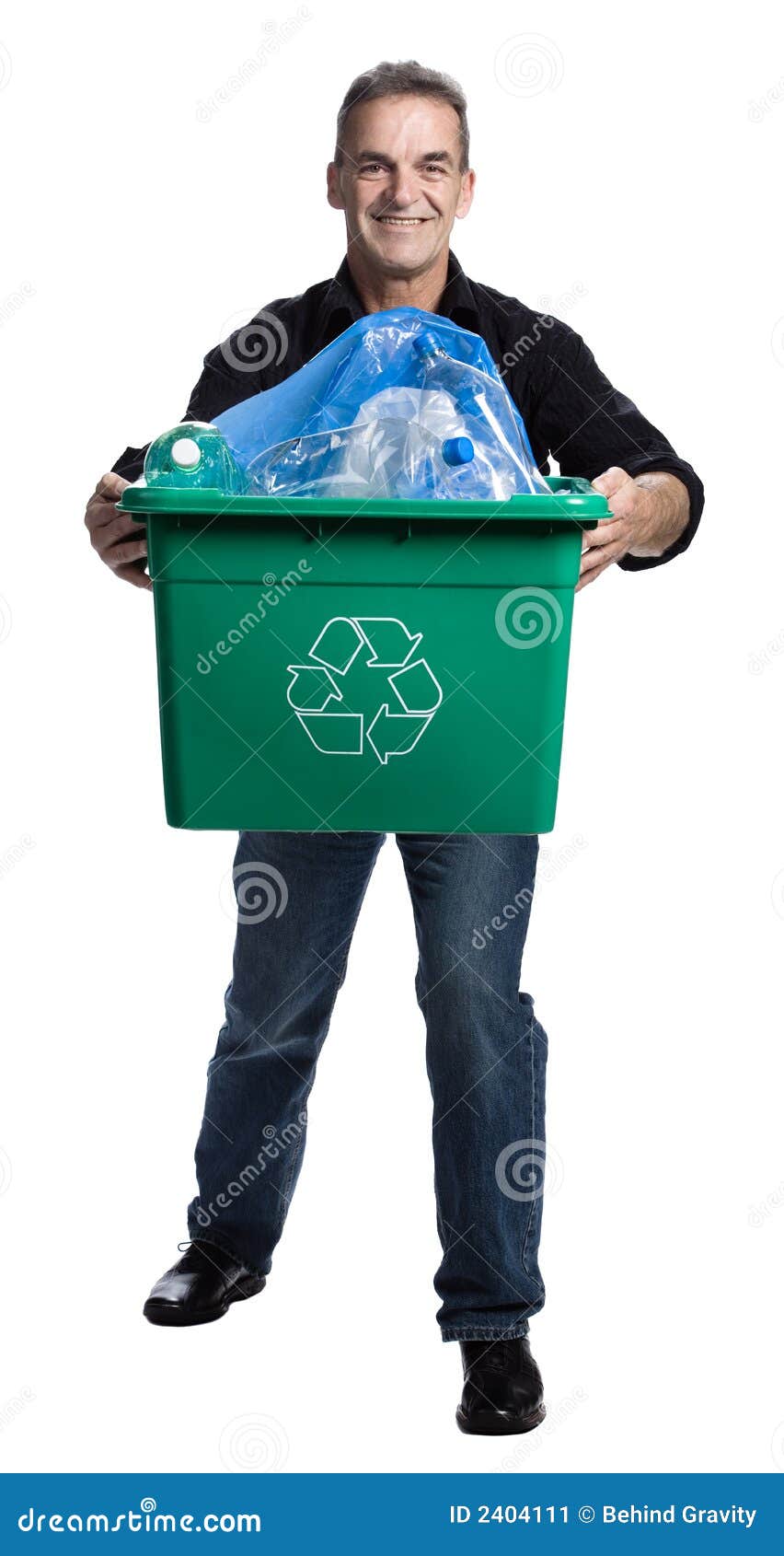 Man with a recycling box stock image. Image of environement - 2404111