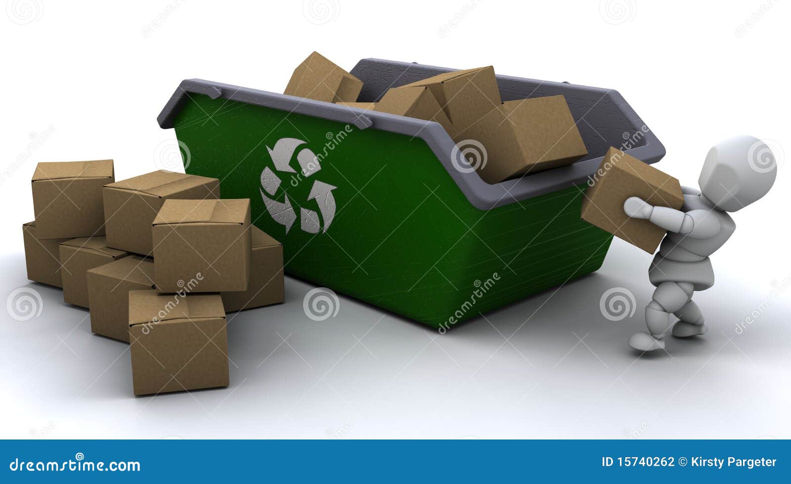 Man Recycling Card Boxes in Skip Stock Illustration - Illustration of ...