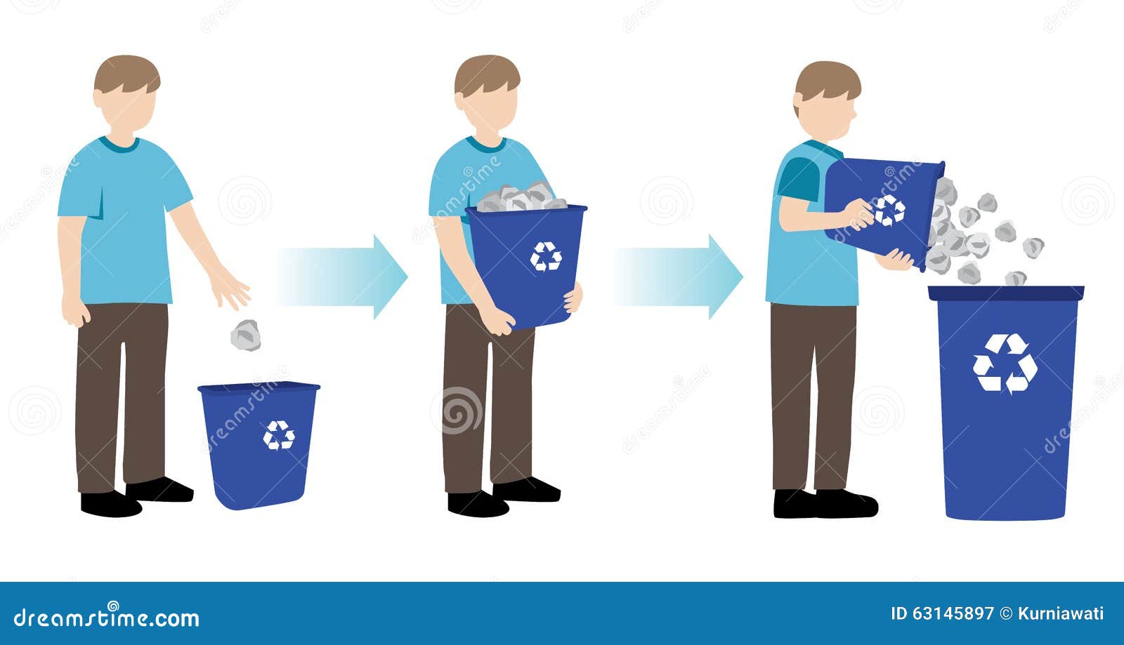 Man recycling paper stock vector. Illustration of separate - 63145897