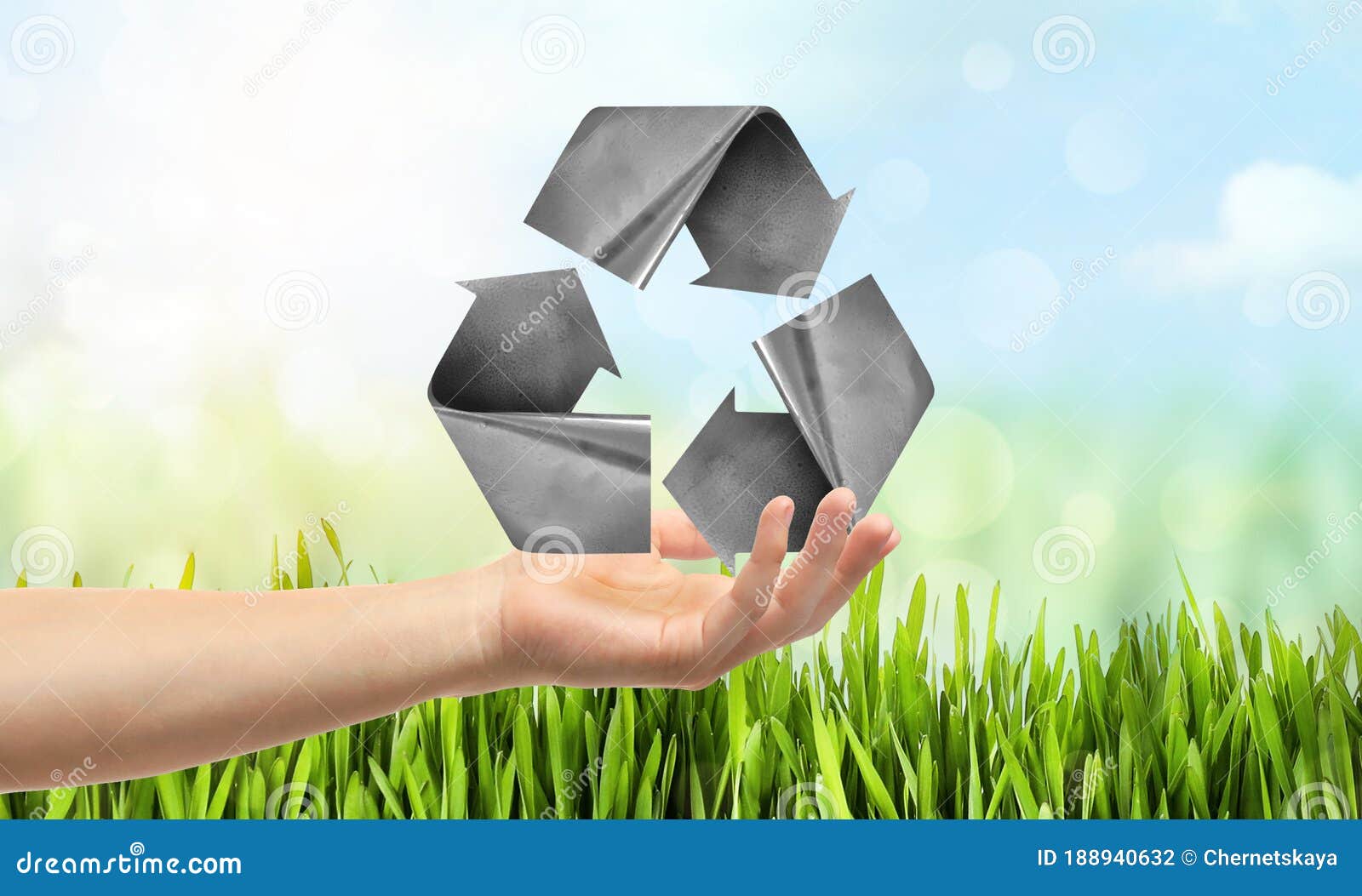 Man with Recycling Symbol in Hand, Closeup Stock Photo - Image of male ...