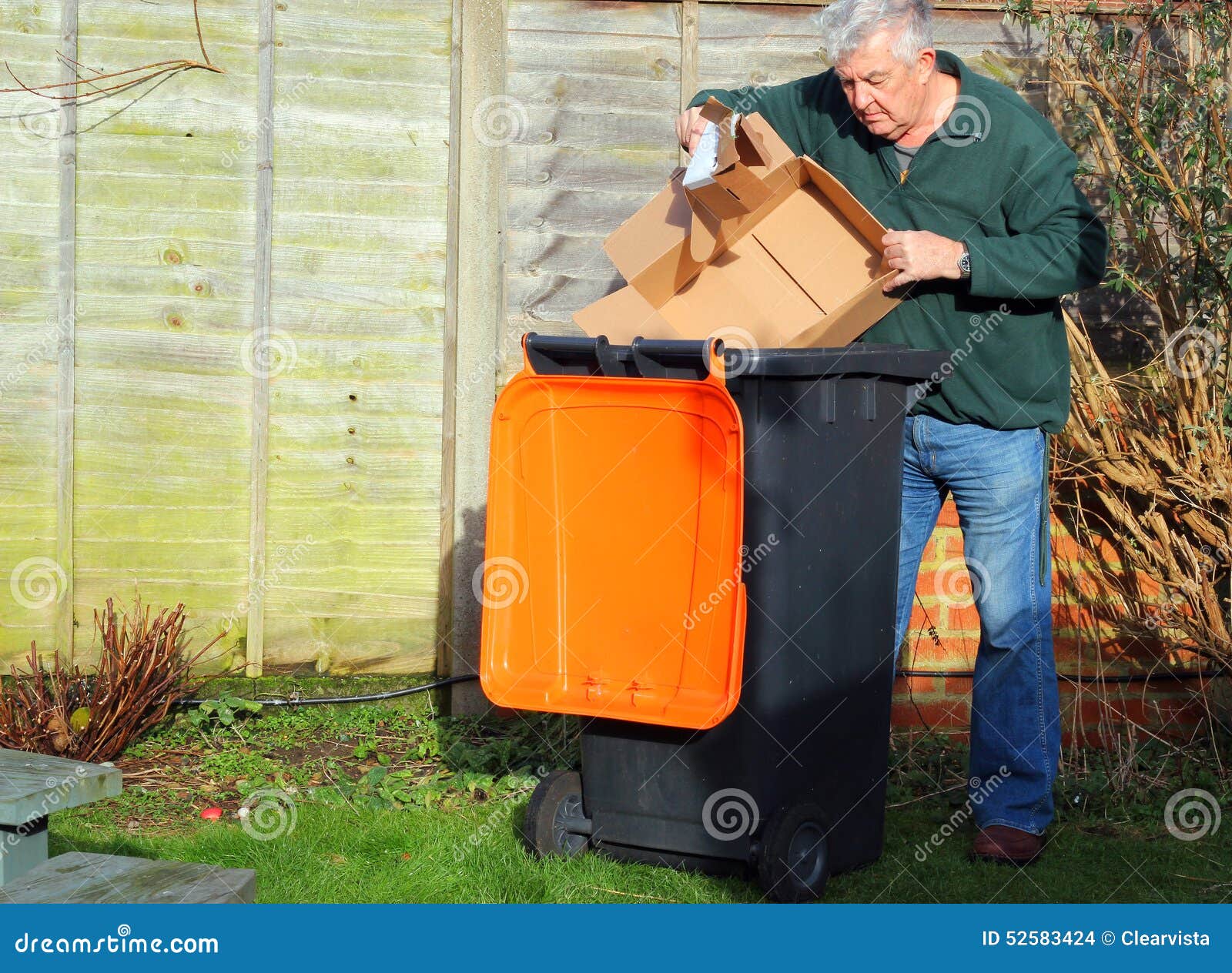 Man Recycling Trash or Rubbish in Bins. Stock Photo - Image of trash ...