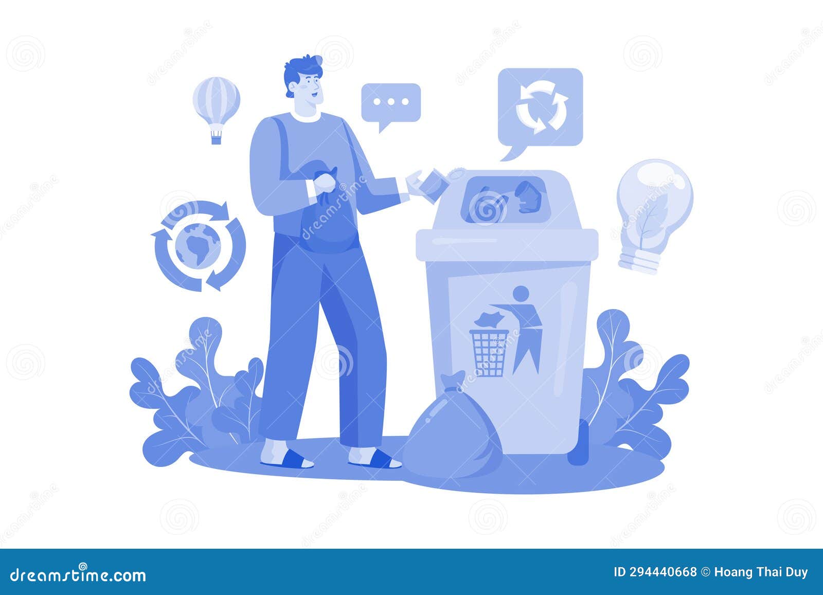 Man is Recycling Waste stock vector. Illustration of solar - 294440668