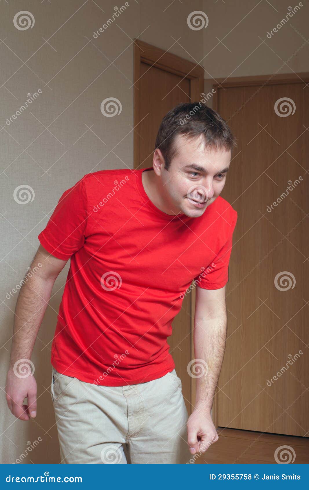 Man in red. stock photo. Image of tshirt, caucasian, hand - 29355758