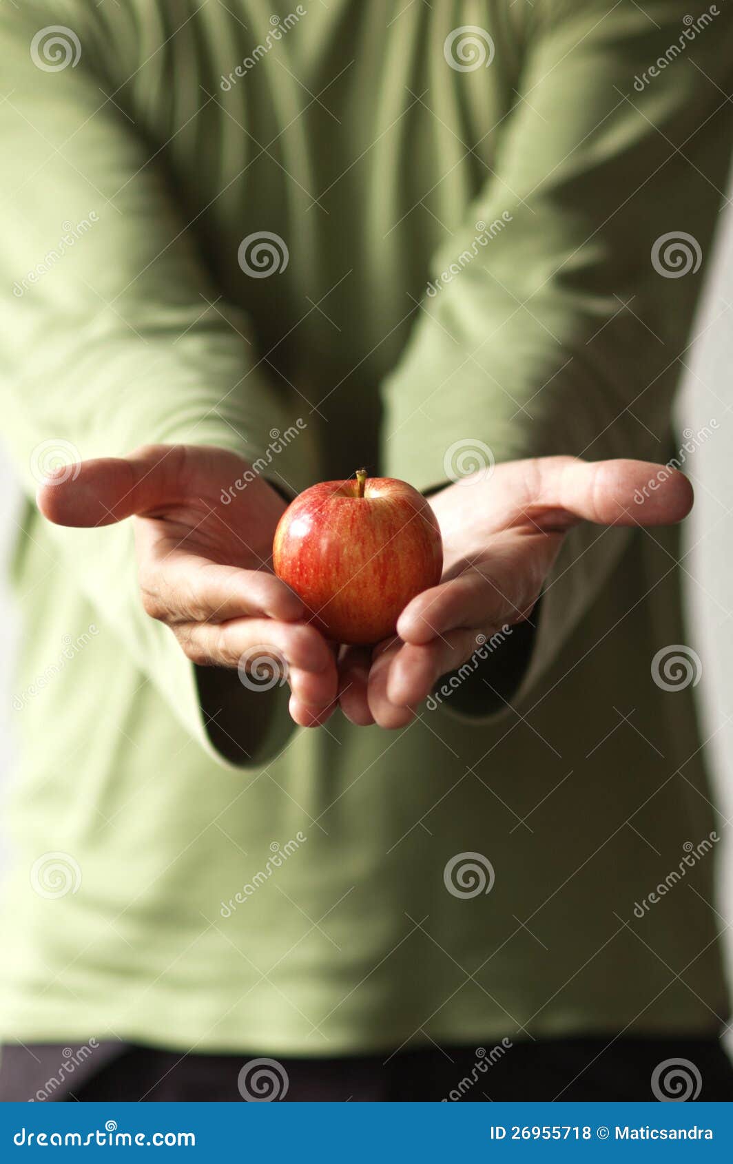 Man with a red apple stock photo. Image of food, organic - 26955718
