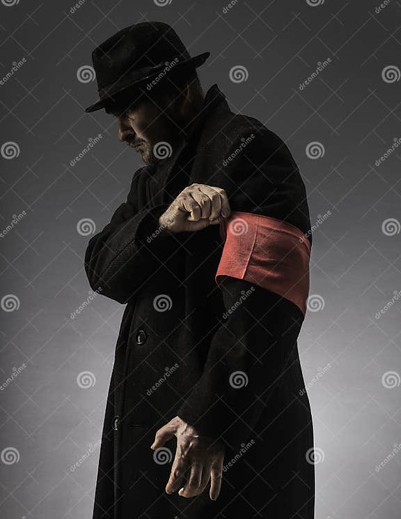 Man with a red armband stock image. Image of coat, communism - 47805567